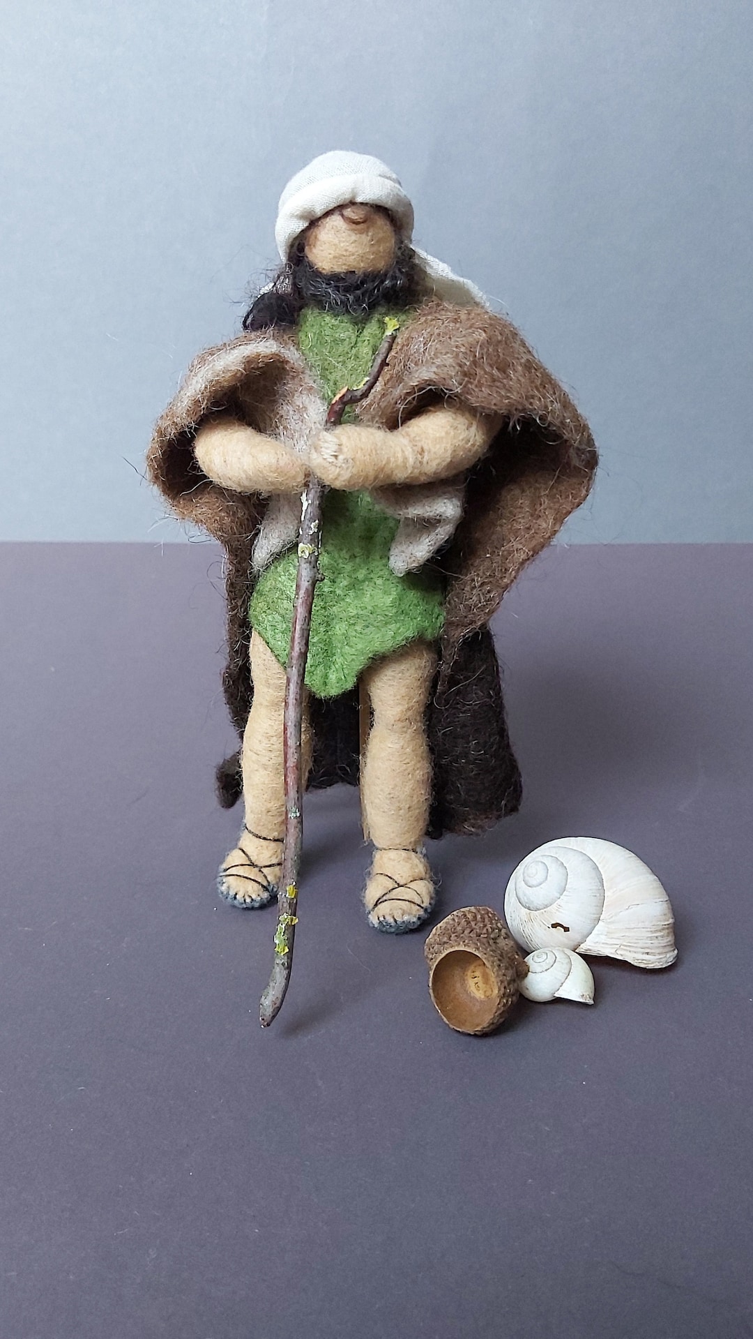 Young Brave Shepherd Nativity Figure 16-18 Cm Shepherd Willow Felted ...