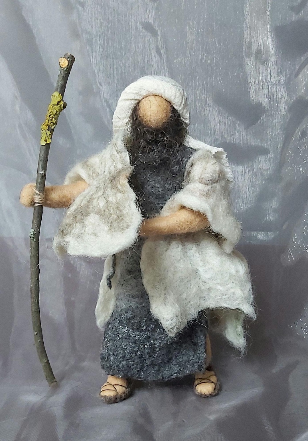 Caring Shepherd Nativity Figure 16-18 Cm Shepherd Willow Felted and ...