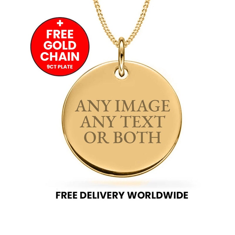 Gold 9ct Disc Necklace - Etsy