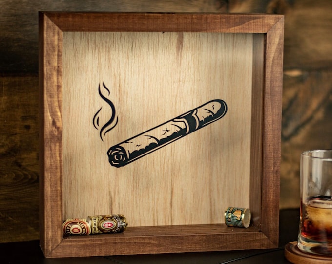 Shadow Box for Cigar Wraps, Cigar Lounge Decor, Cigar Themed Shadow Box ...