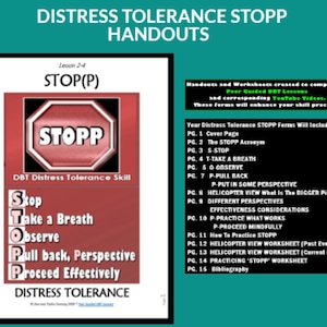 DBT LESSON 2-4 / Distress Tolerance S.T.O.P.P. Skills Worksheets and ...