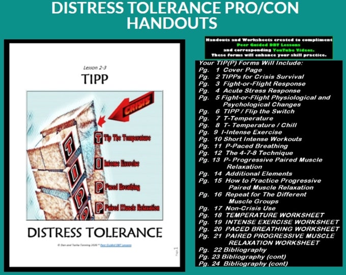 DBT, Distress Tolerance, TIPP Skills, Poster and Handout - Etsy Canada