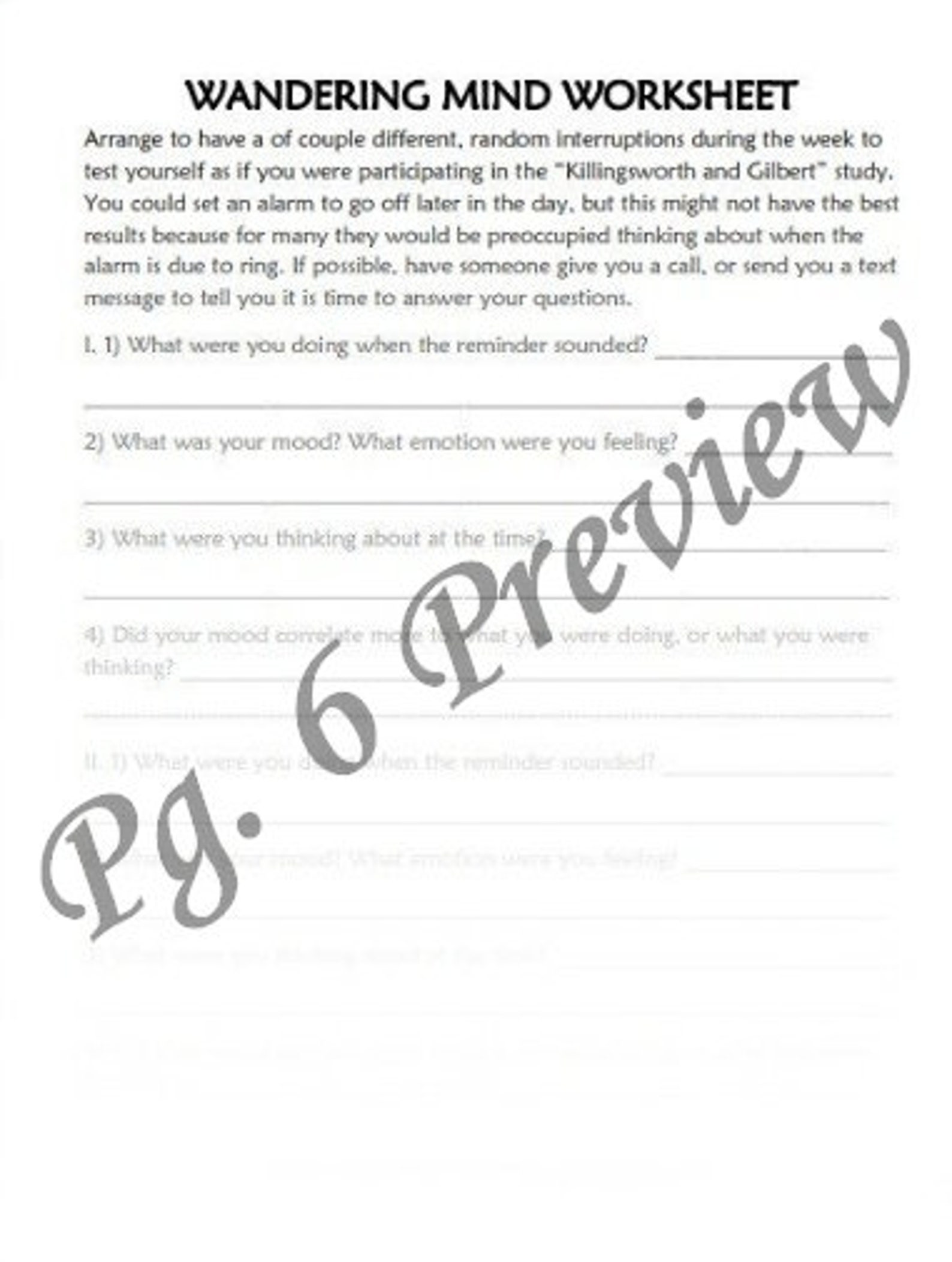 DBT LESSON 1-1 / Intro to Mindfulness Worksheet and Handouts (DBT Peer ...