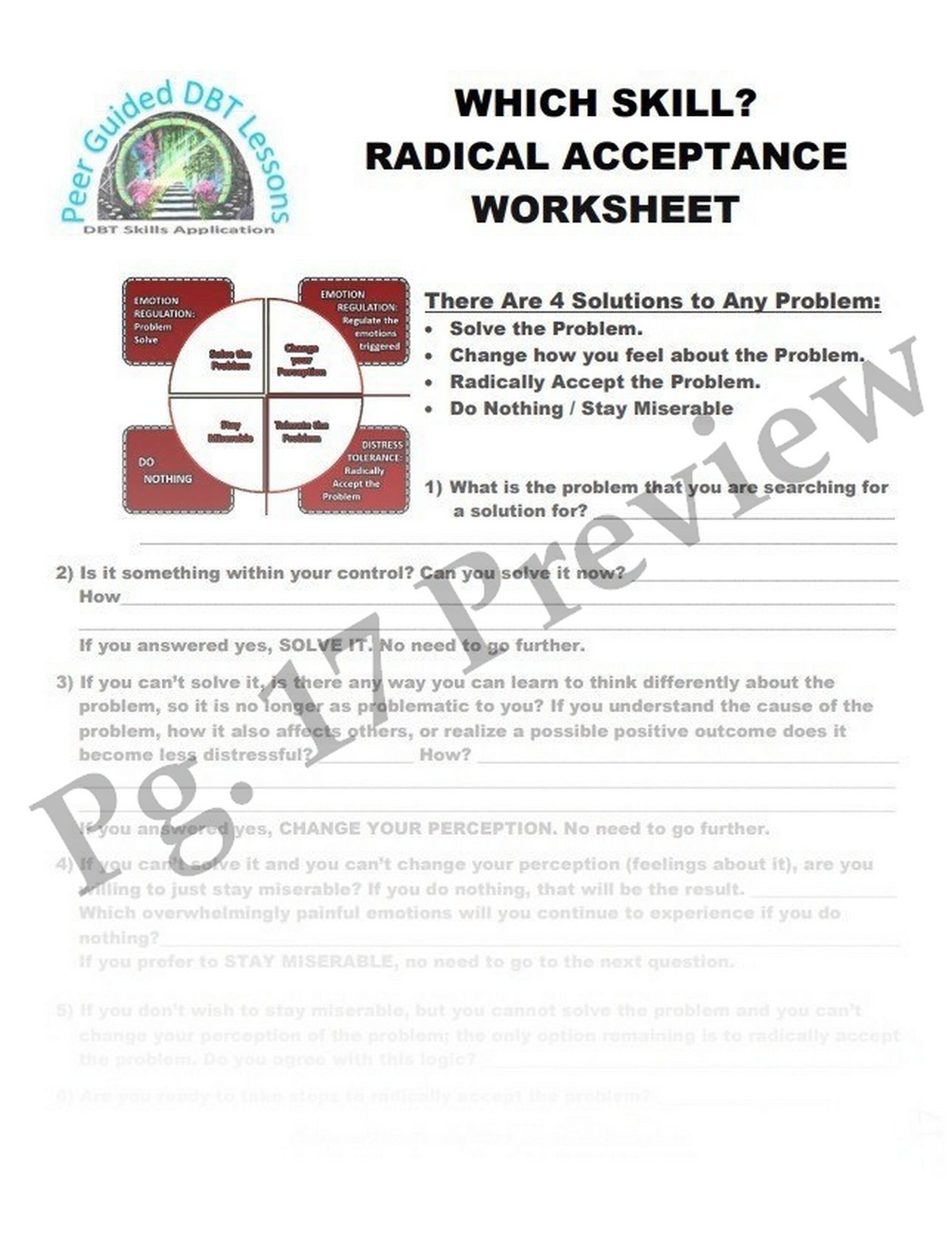 D.B.T. LESSON 2-12 / Distress Tolerance RADICAL ACCEPTANCE Skills ...