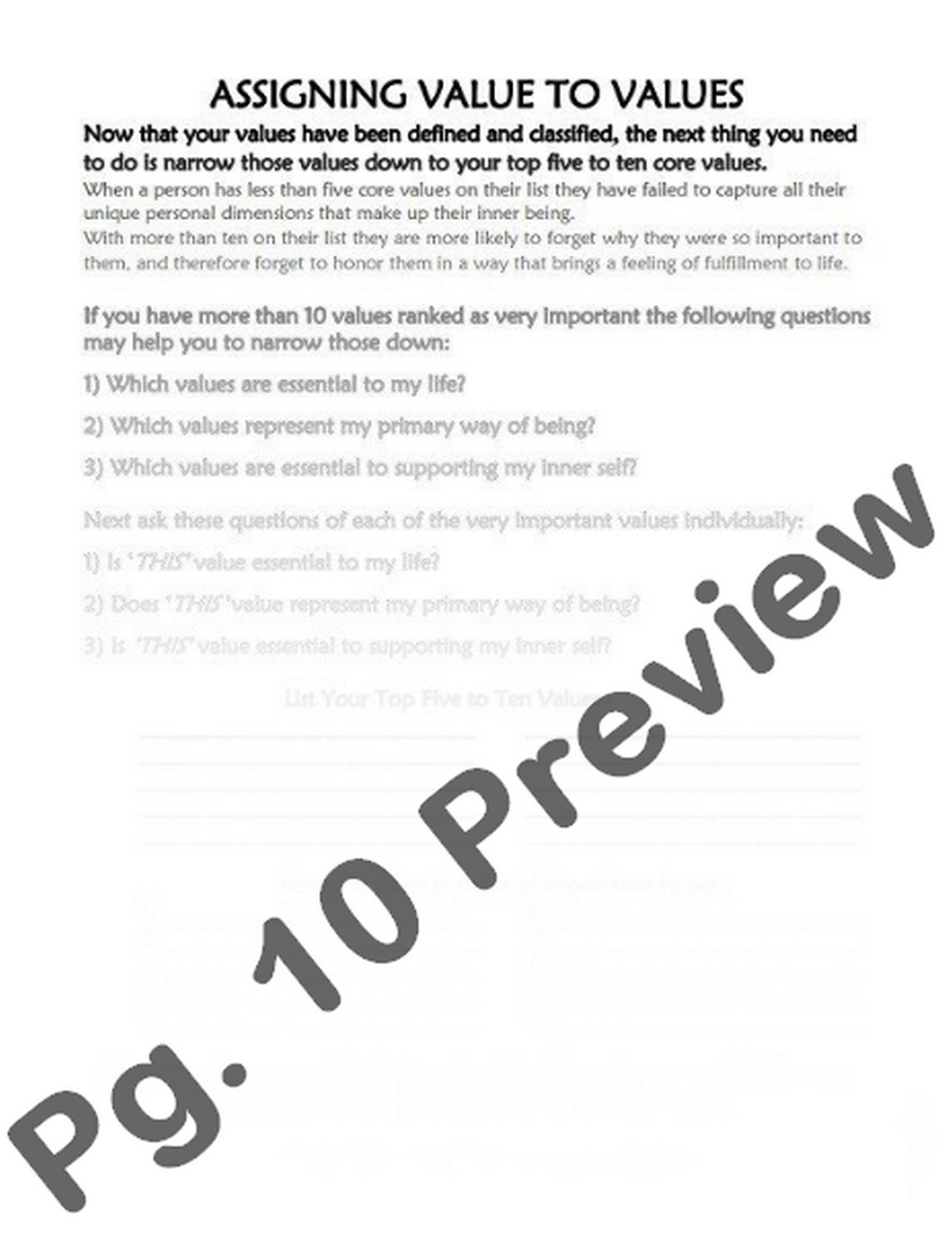 DBT LESSON 4-3 Prioritizing Values - Worksheets and Handouts (DBT Peer ...