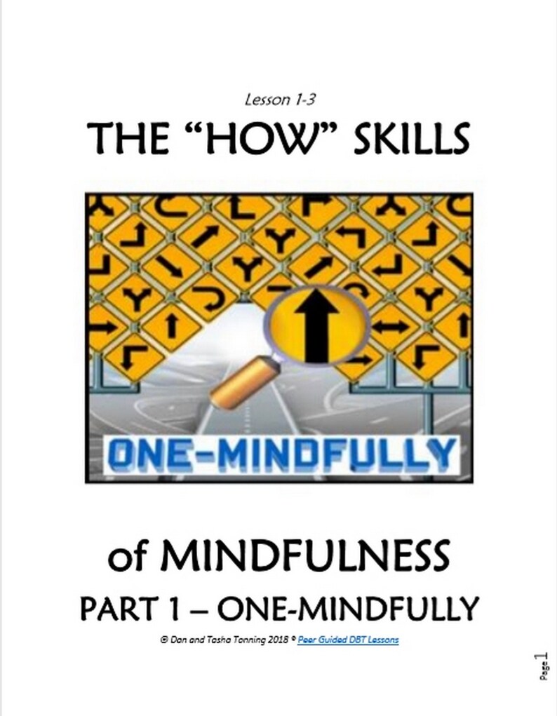 DBT LESSON 1-3 / 'HOW' Skills of Mindfulness (pt.1)/ Worksheet and ...