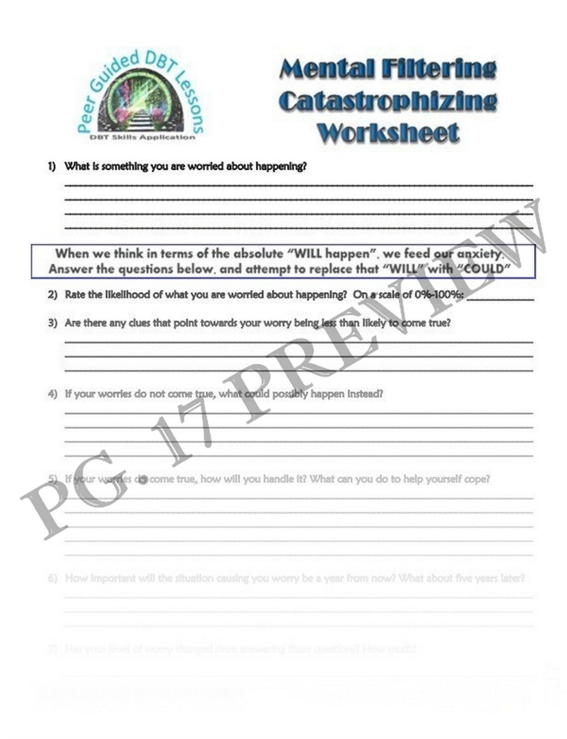 DBT LESSON-9 / Reality Acceptance Cognitive Distortions Pt. - Etsy