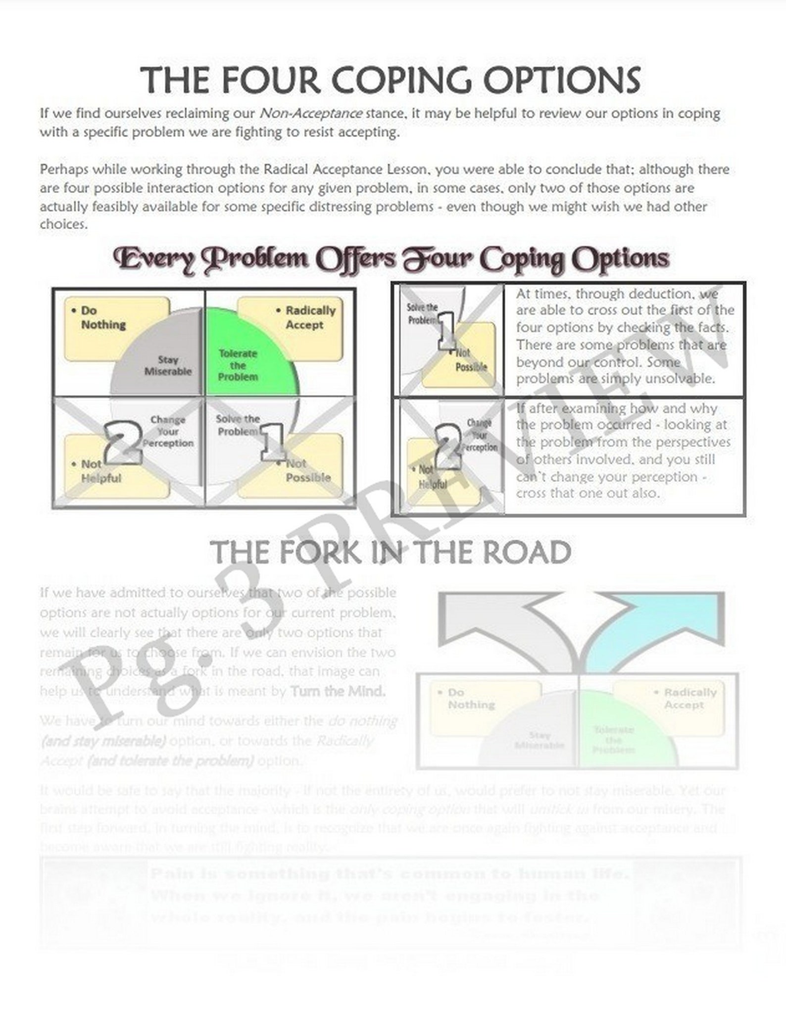 D.B.T. LESSON 2-14/ Distress Tolerance TURN the MIND Skill Worksheets ...