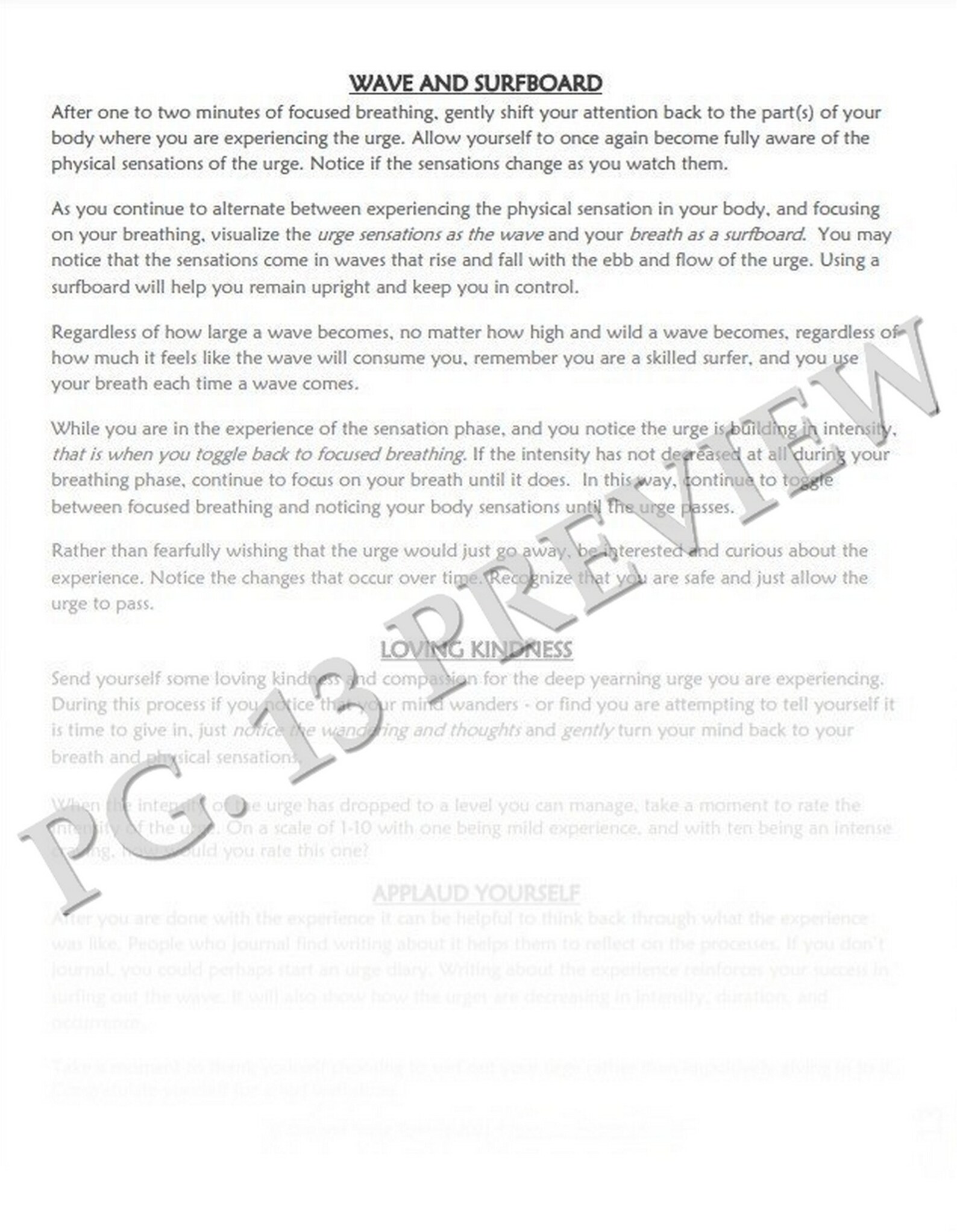 D.B.T. LESSON 2-7 / Distress Tolerance URGE SURFING Skill Worksheets ...
