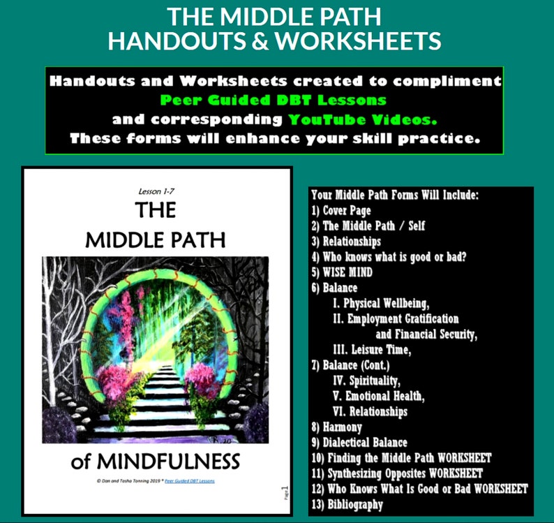 DBT LESSON 1-7 / Mindfulness the Middle Path/ Worksheet and Handouts (D ...