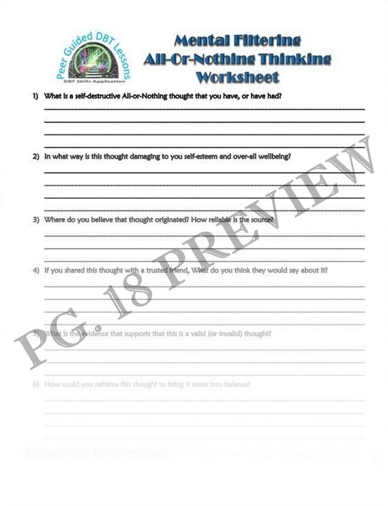 DBT LESSON-9 / Reality Acceptance, Cognitive Distortions Pt. 1 ...