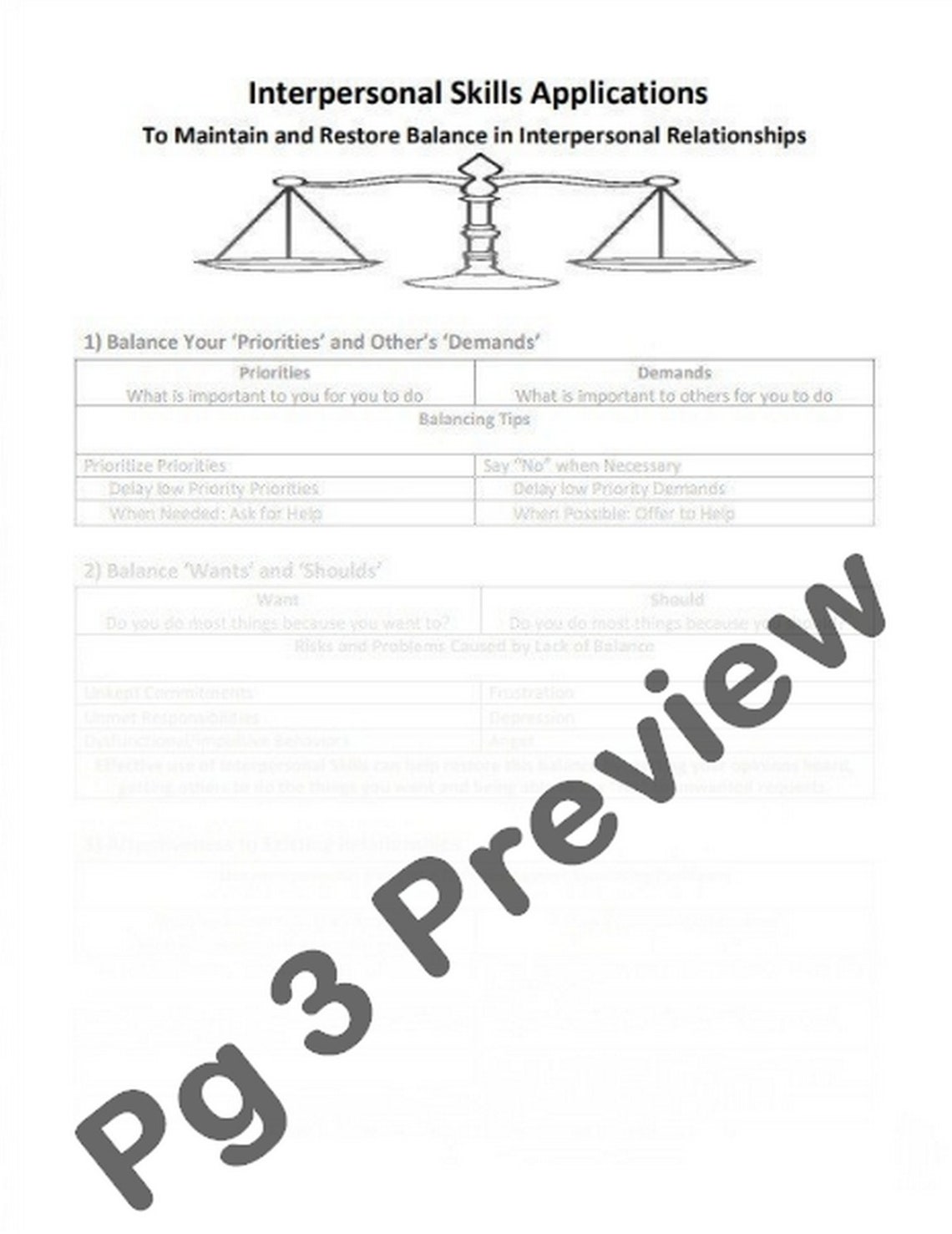 DBT LESSON 4-1 / Intro to Interpersonal Effectiveness Worksheet and ...
