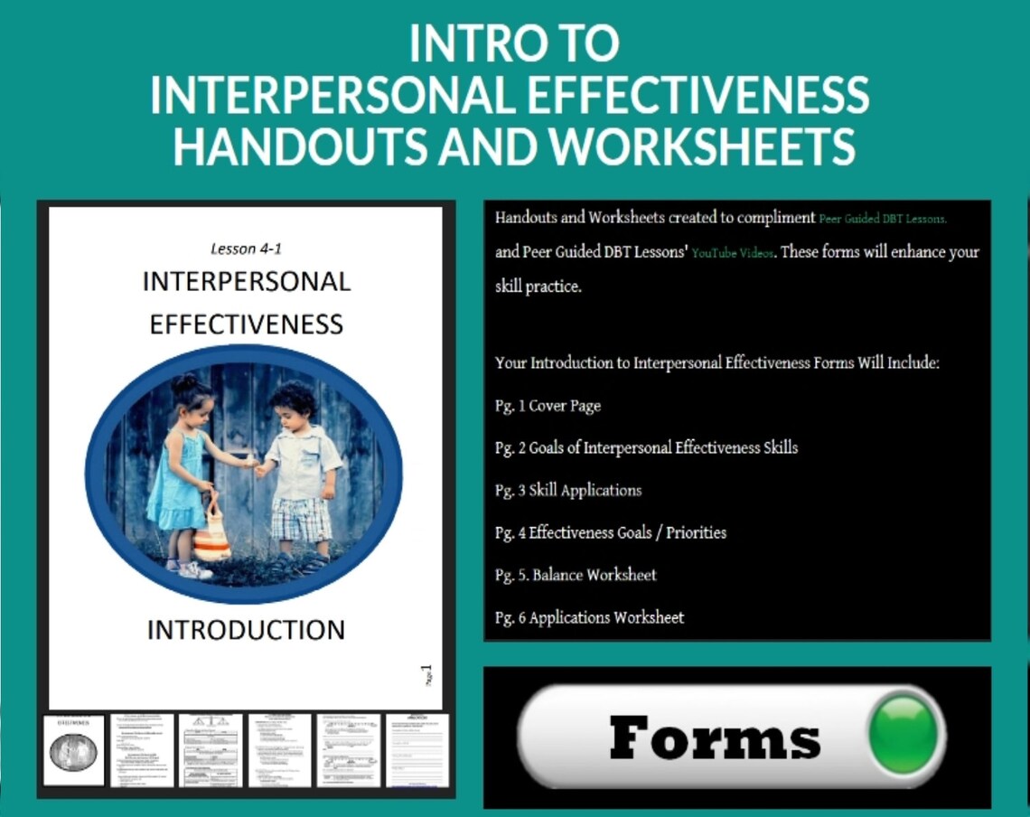 DBT LESSON 4-1 / Intro to Interpersonal Effectiveness Worksheet and ...