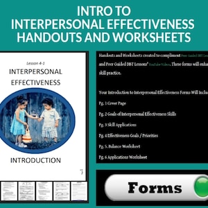 DBT LESSON 4-1 / Intro to Interpersonal Effectiveness Worksheet and ...