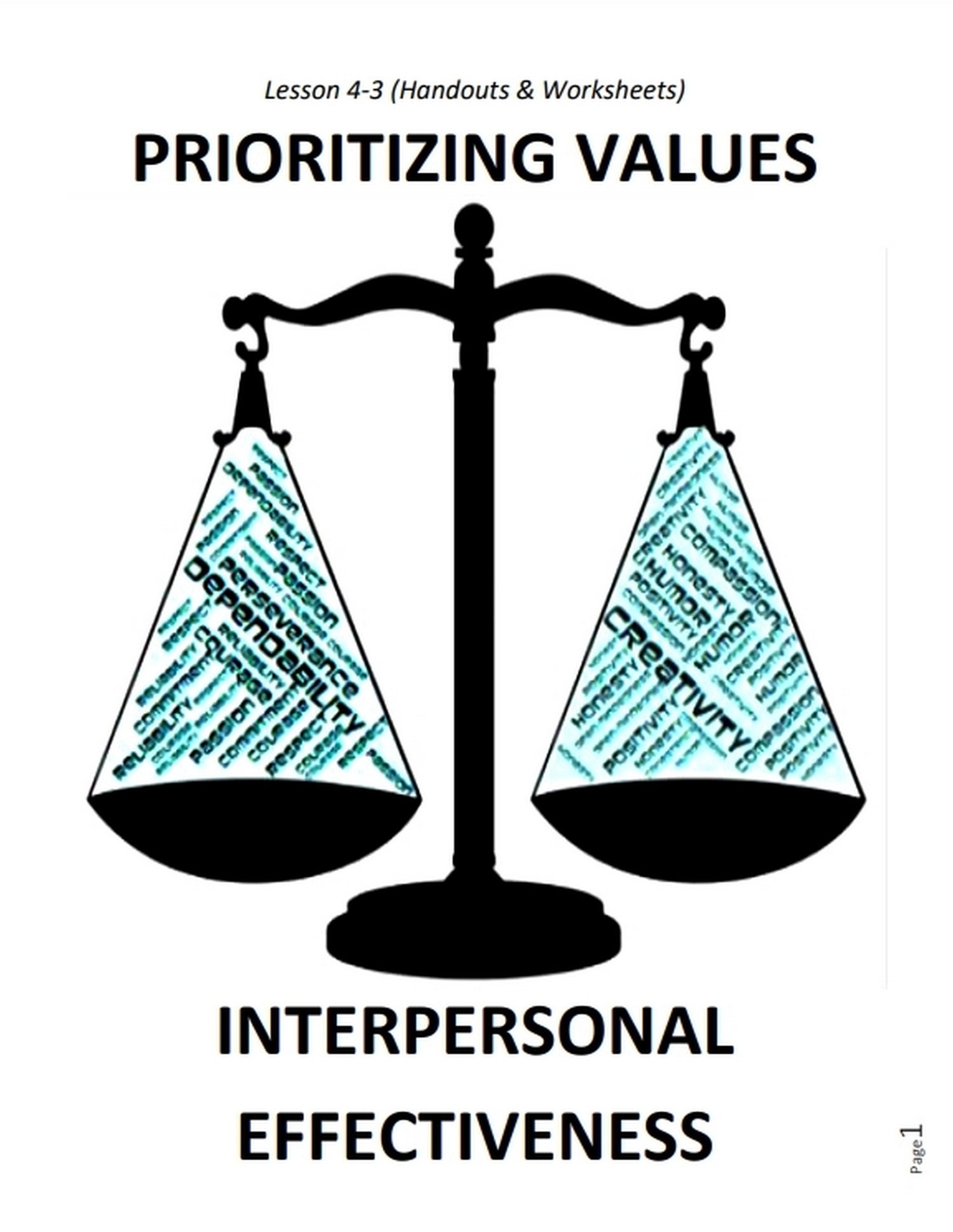 DBT LESSON 4-3 Prioritizing Values - Worksheets and Handouts (DBT Peer ...