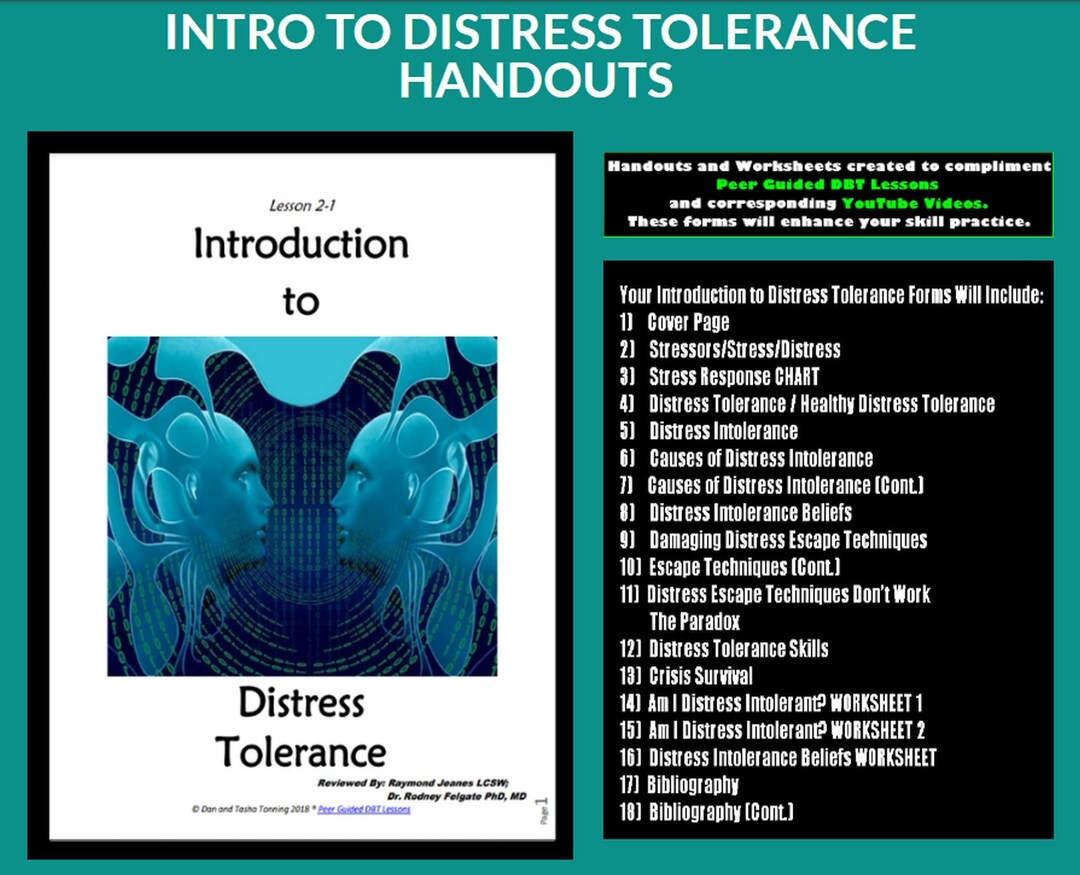 DBT LESSON 2-1 / Intro to Distress Tolerance Worksheets and Handouts ...