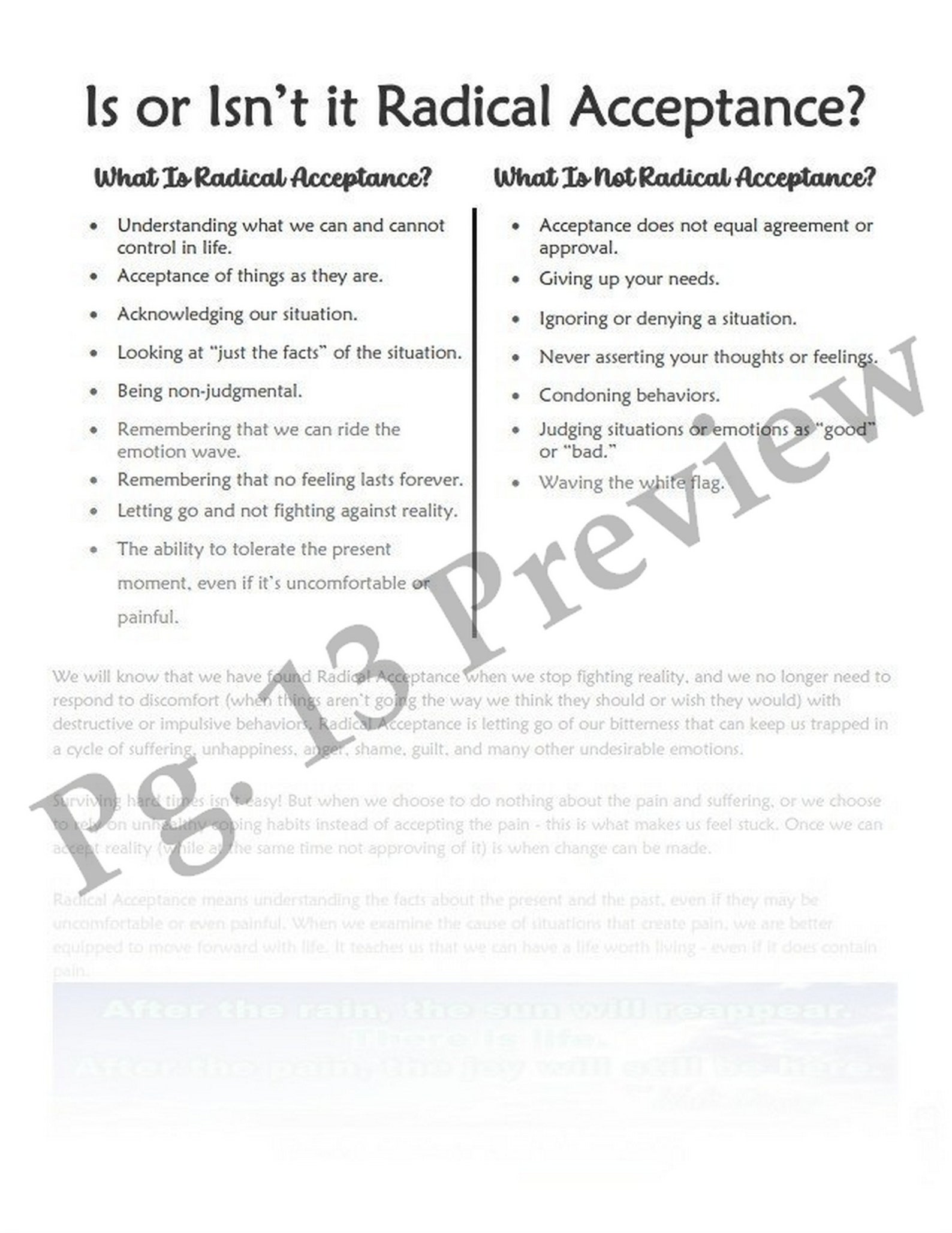 D.B.T. LESSON 2-12 / Distress Tolerance RADICAL ACCEPTANCE Skills ...