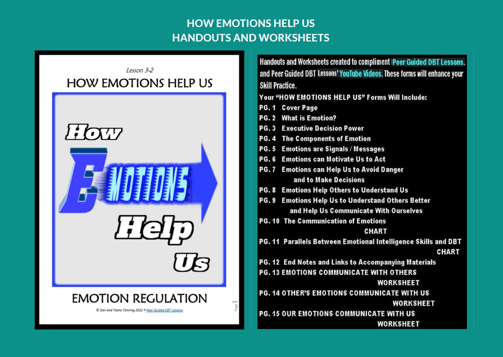 D.B.T. LESSON 3-2 / How Emotions Help Us Worksheets and Handouts (D.B.T ...