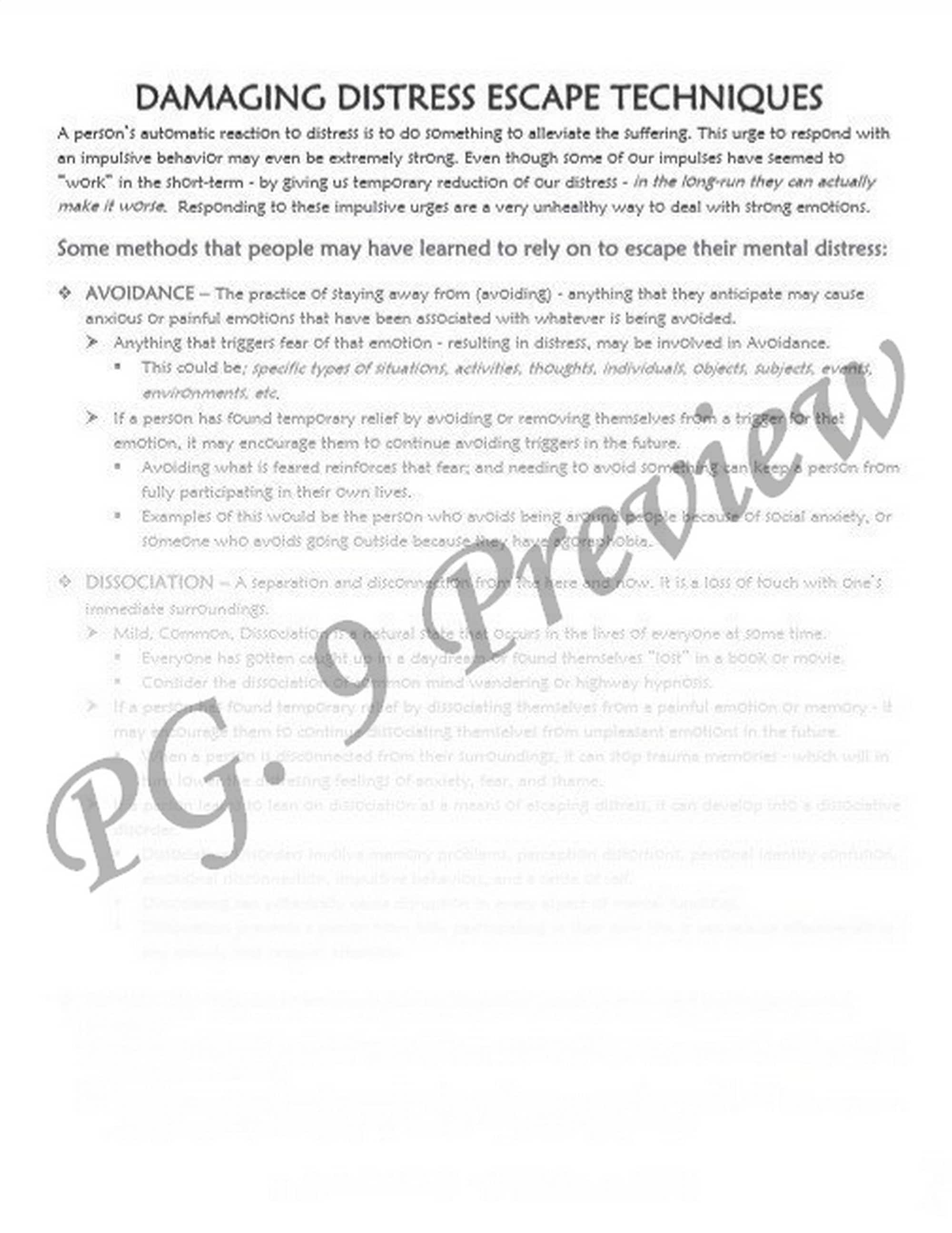 DBT LESSON 2-1 / Intro to Distress Tolerance Worksheets and Handouts ...