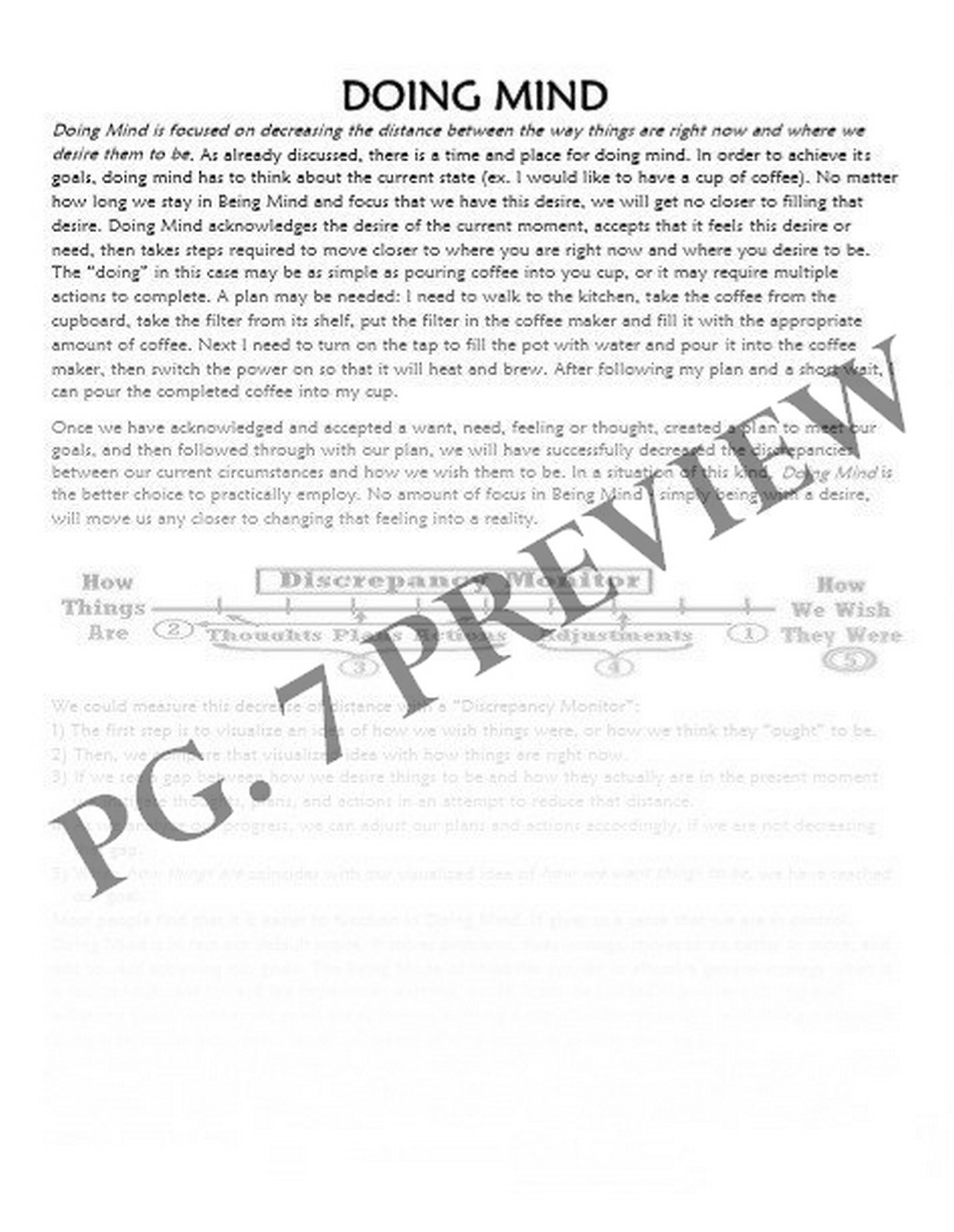 DBT LESSON 1-6 / Mindfulness Doing & Being Mind / Worksheet and ...