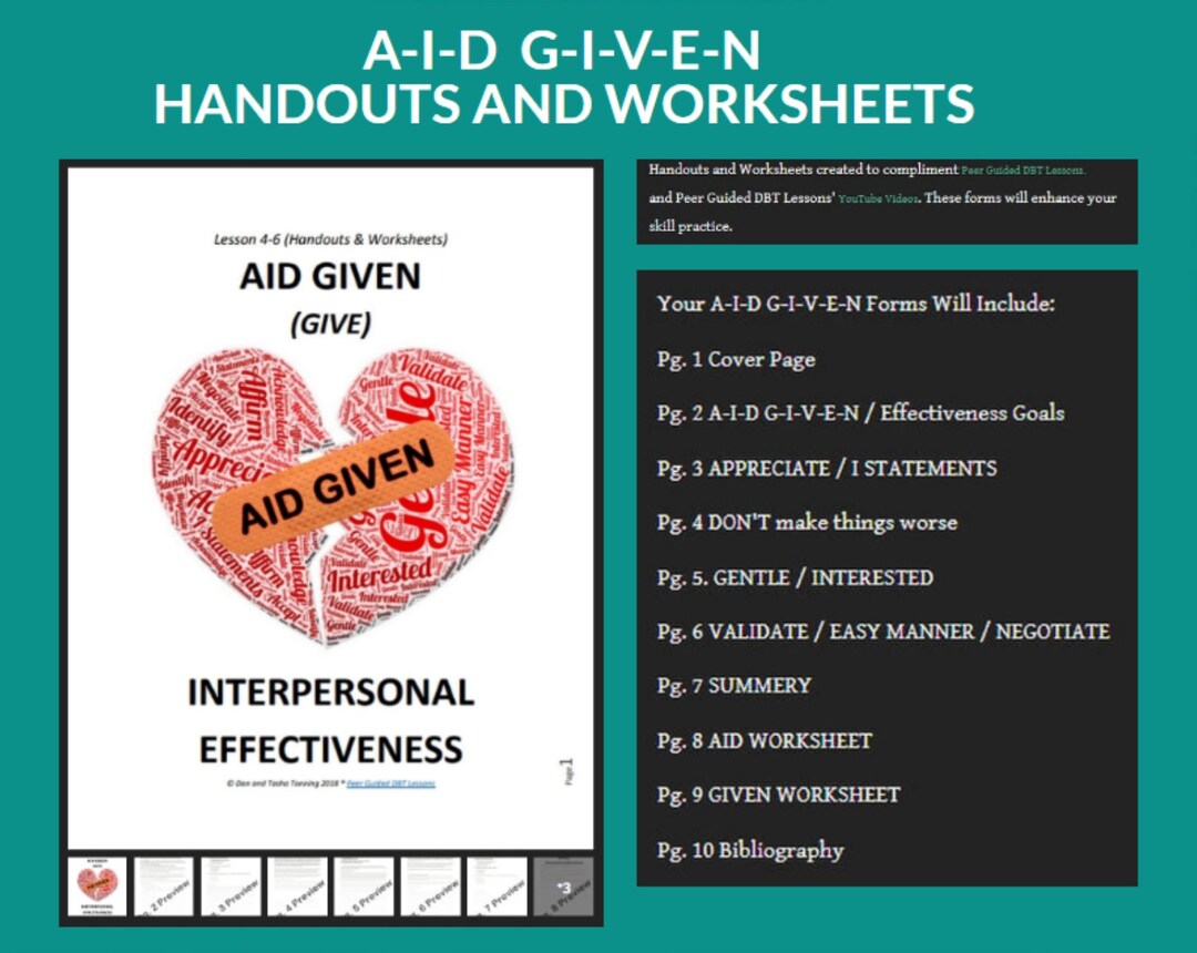 DBT LESSON 4-6 / Interpersonal Effectiveness Aid Given= G-I-V-E ...