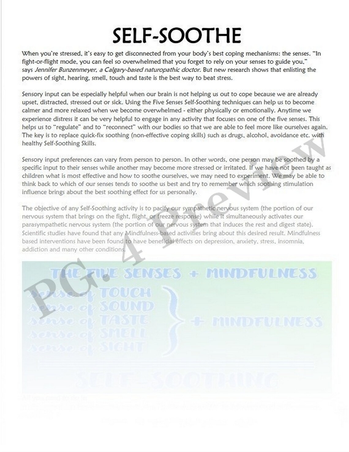 D.B.T. LESSON 2-15 / Distress Tolerance SELF-SOOTHE and Toolbox Skills ...