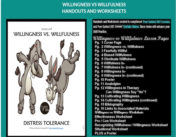 DBT LESSON 2-8 / Willingness Vs. Willfulness Worksheets and - Etsy
