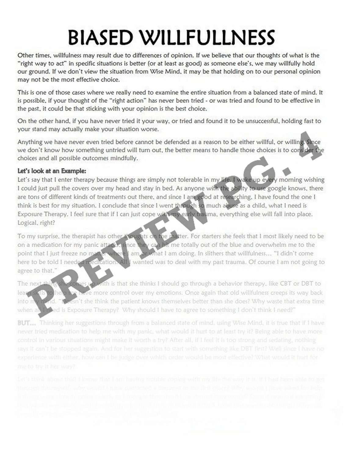 Dbt Lesson 2 8 Willingness Vs Willfulness Worksheets And Handouts