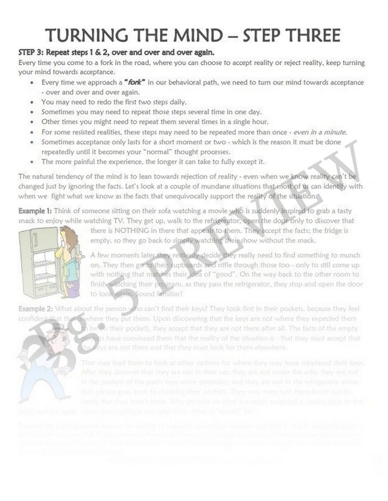 D.B.T. LESSON 2-14/ Distress Tolerance TURN the MIND Skill Worksheets ...
