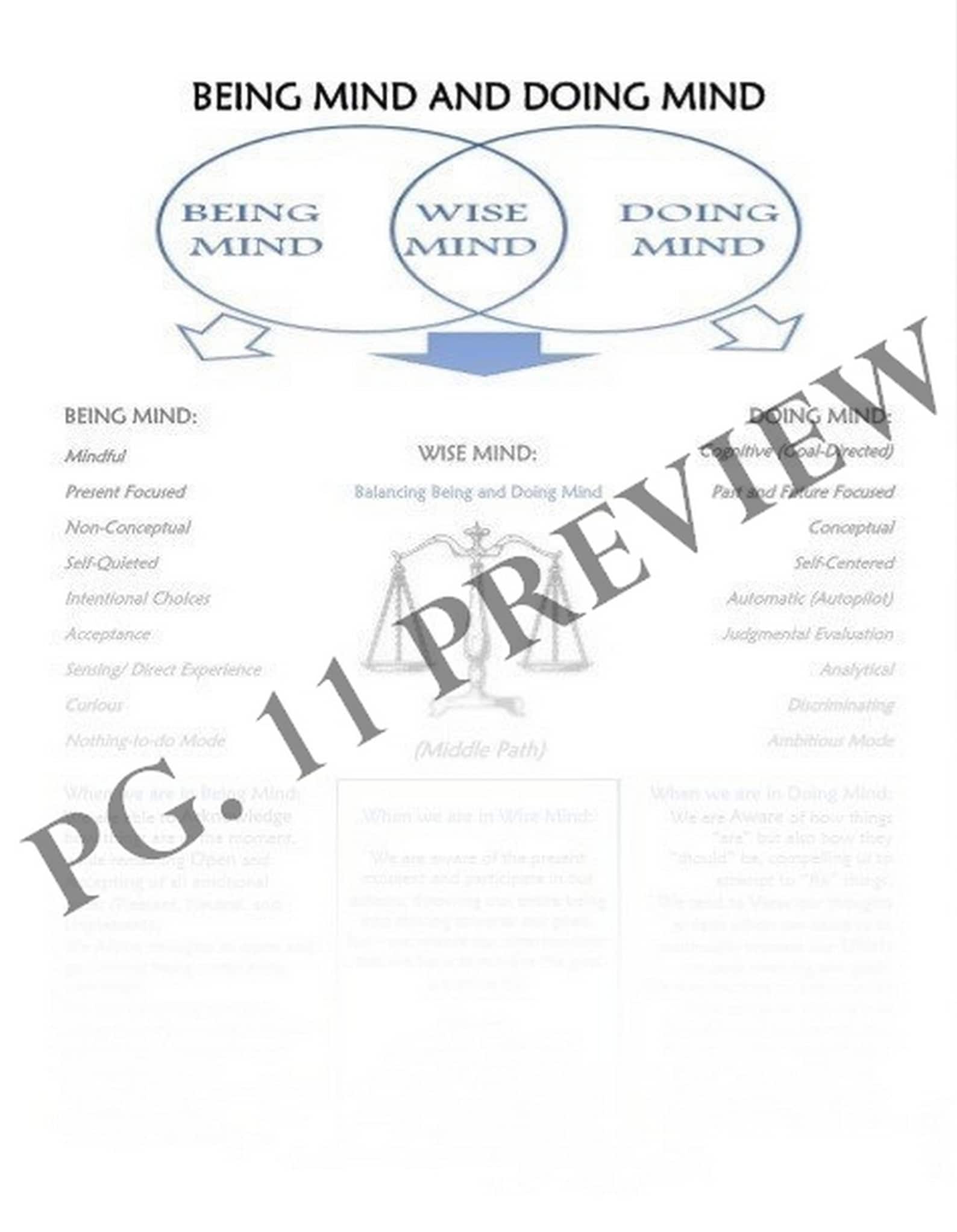 DBT LESSON 1-6 / Mindfulness Doing & Being Mind / Worksheet and ...