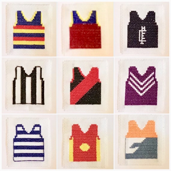 AFL Jumper Cross Stitch Patterns - Etsy Australia