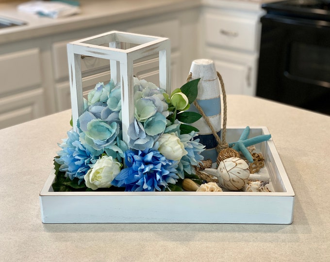 Coastal/nautical/beach Tray Centerpiece, Coastal/nautical/beach Home ...