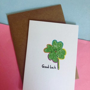 4 Leaf Clover Good Luck Card. Lucky Charm. Good Luck. Cute - Etsy