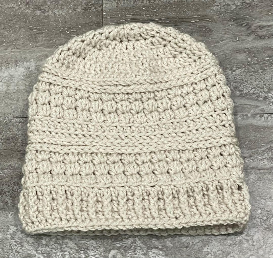 Linen Color Crochet Triangle Ridge Beanie. Textured Winter Beanie. - Etsy
