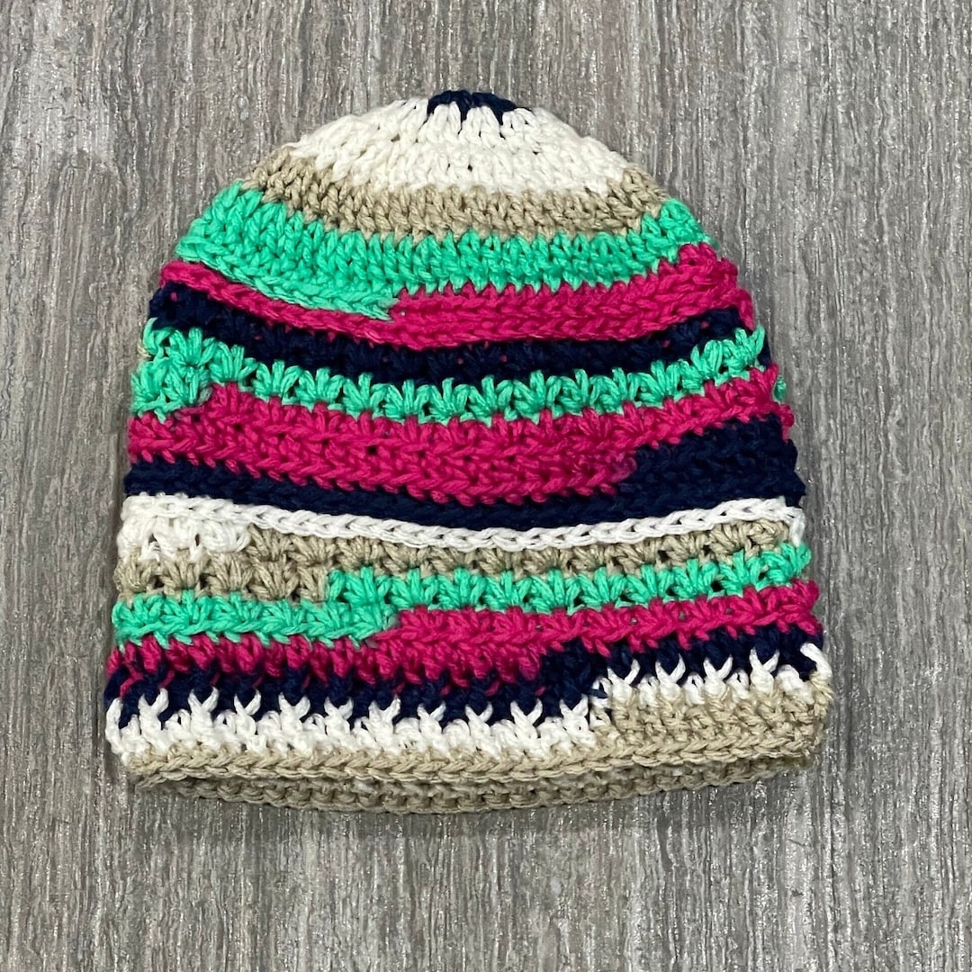 Ready to Ship! Triangle Ridge Striped Crochet Beanie, Crochet Hat ...