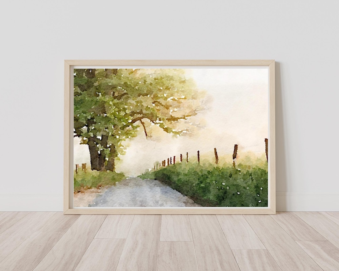 Digital, Watercolor, Instant, Download, Country Road, Tree, Green, - Etsy