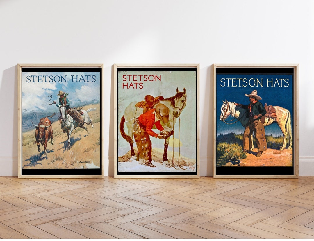 Digital Downloads Vintage Stetson Hat Advertising Posters Western ...
