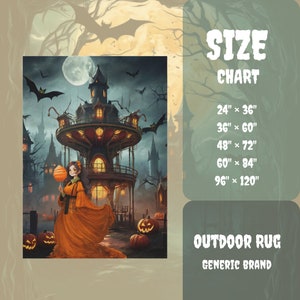 Halloween Outdoor Rug Spooky Design With Witch and Haunted House Decor ...