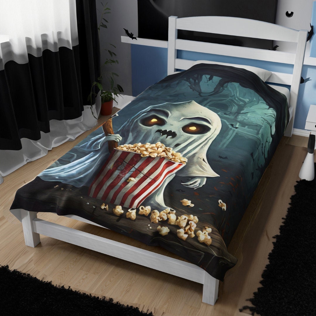 Ghost Blanket | Creepy Cute Throw Blanket | Spooky Halloween Popcorn ...