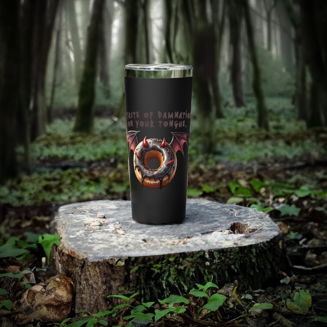 Gothic Vampire Donut Travel Mug Funny Spooky Bat Wing Tumbler for ...