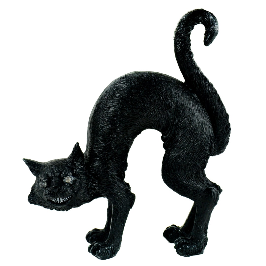 Scary Cat Statue Arched Back Black Cat, 8 1pc Halloween Decor, Spooky ...