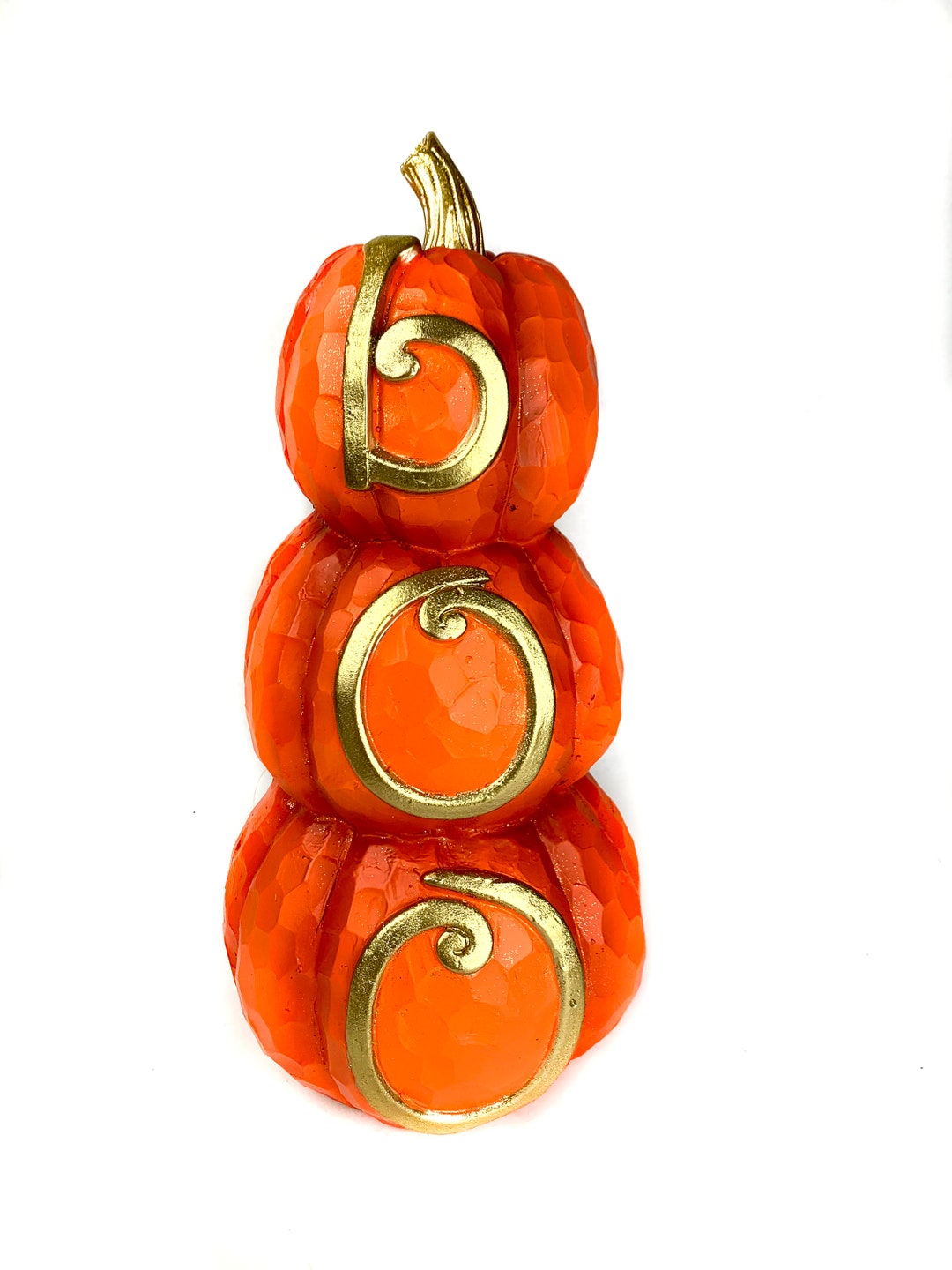 LARGE Stacked Pumpkins Halloween Sign Decor boo 30 Resin Pumpkin Decor ...