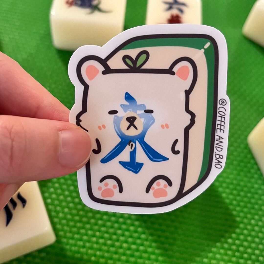 Mahjong Bear Sticker, Waterproof Laptop Decal - Etsy