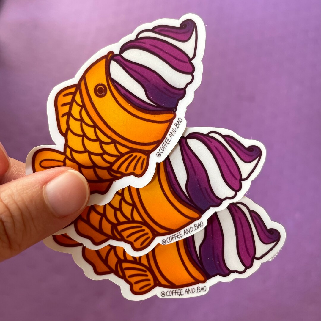 Taiyaki Ice Cream Sticker, Taiyaki Lover Gift, Kawaii Food Sticker ...