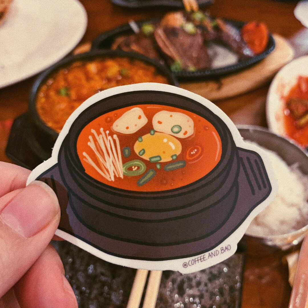 Korean Food Stickers, Korean Tofu Soup Sticker, Soondubu Sticker, Asian ...
