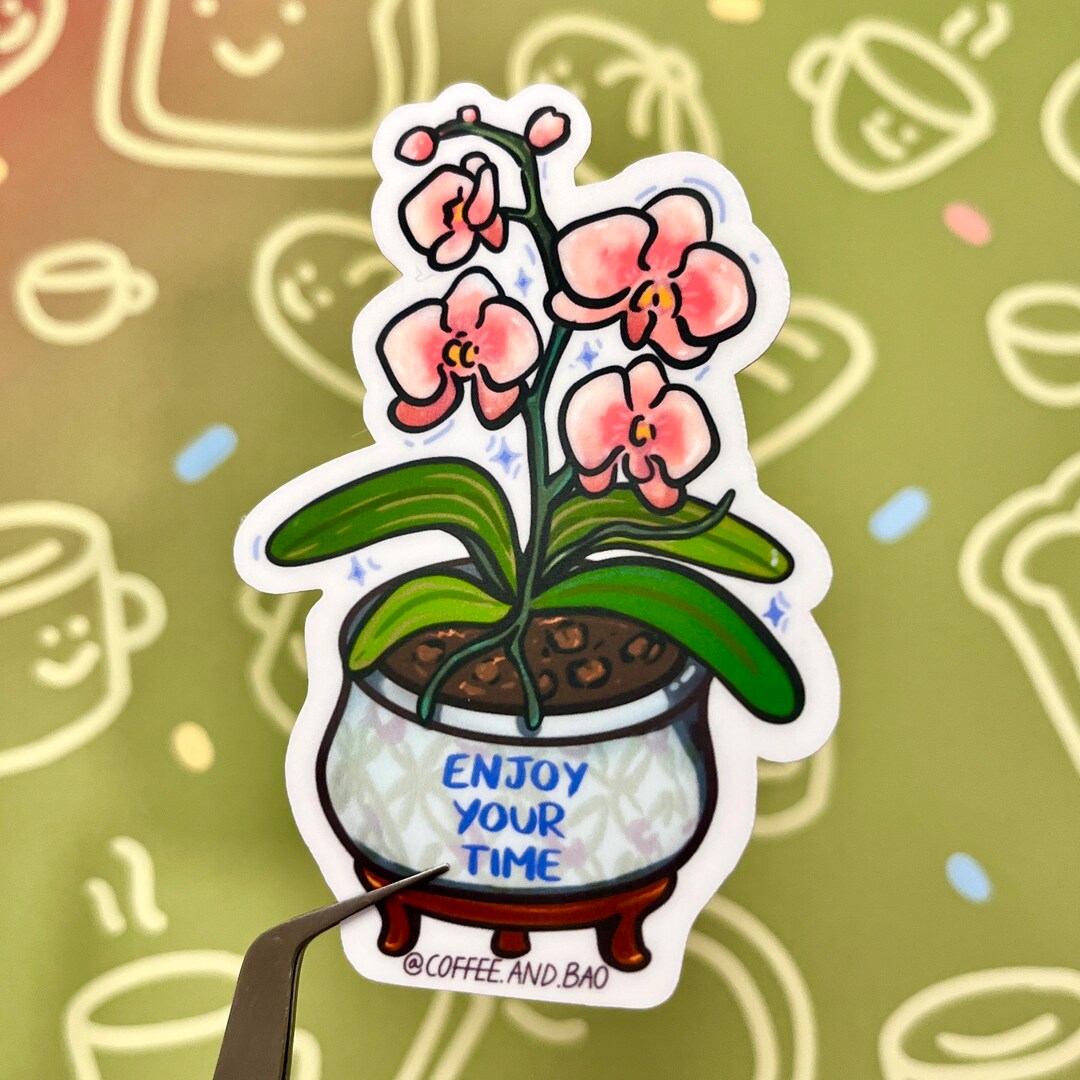 Orchid Sticker, Flower Sticker, Kawaii Orchid Sticker, Pink Orchid ...