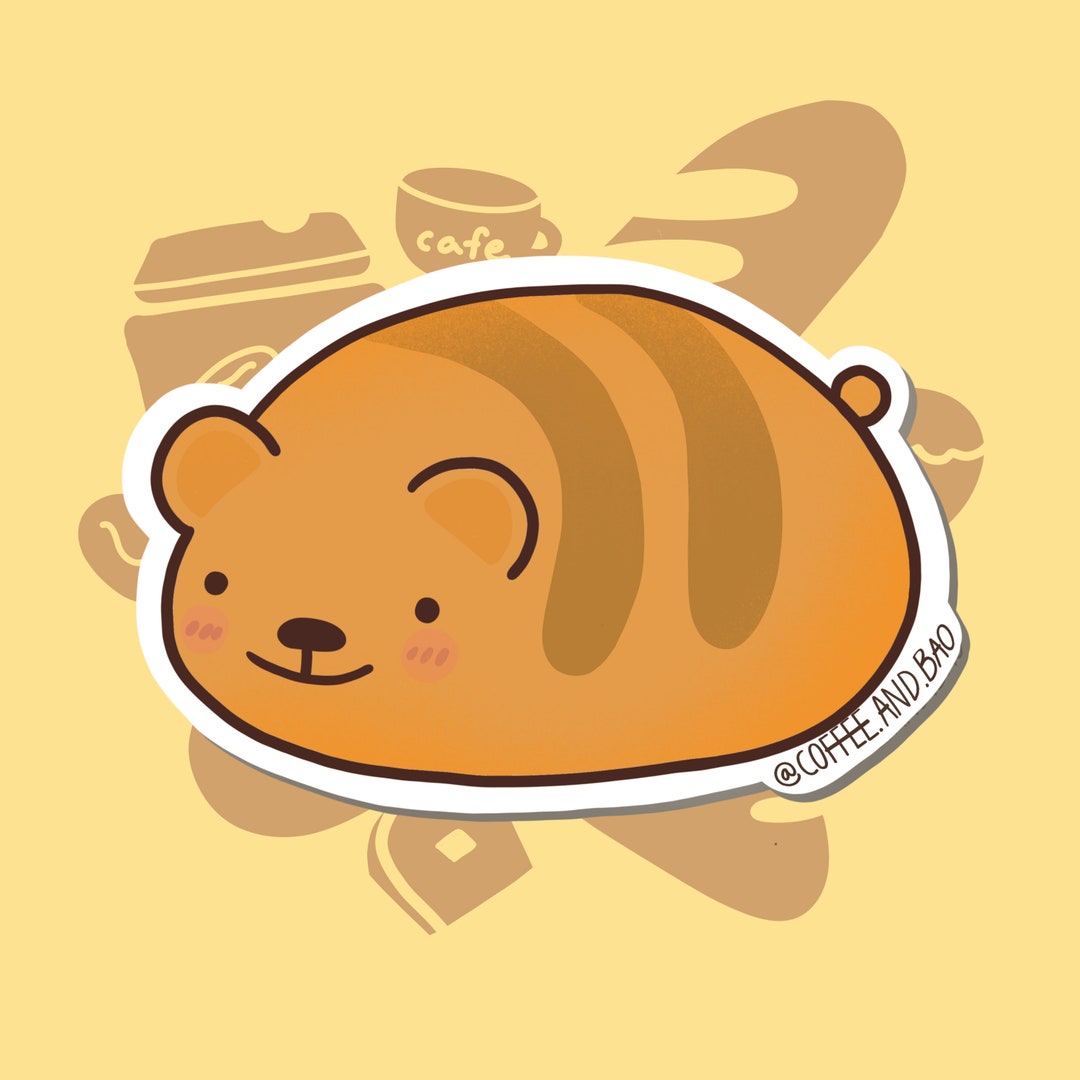 Cute Bear Sticker, Baguette Sticker, Bear-guette Food Sticker ...