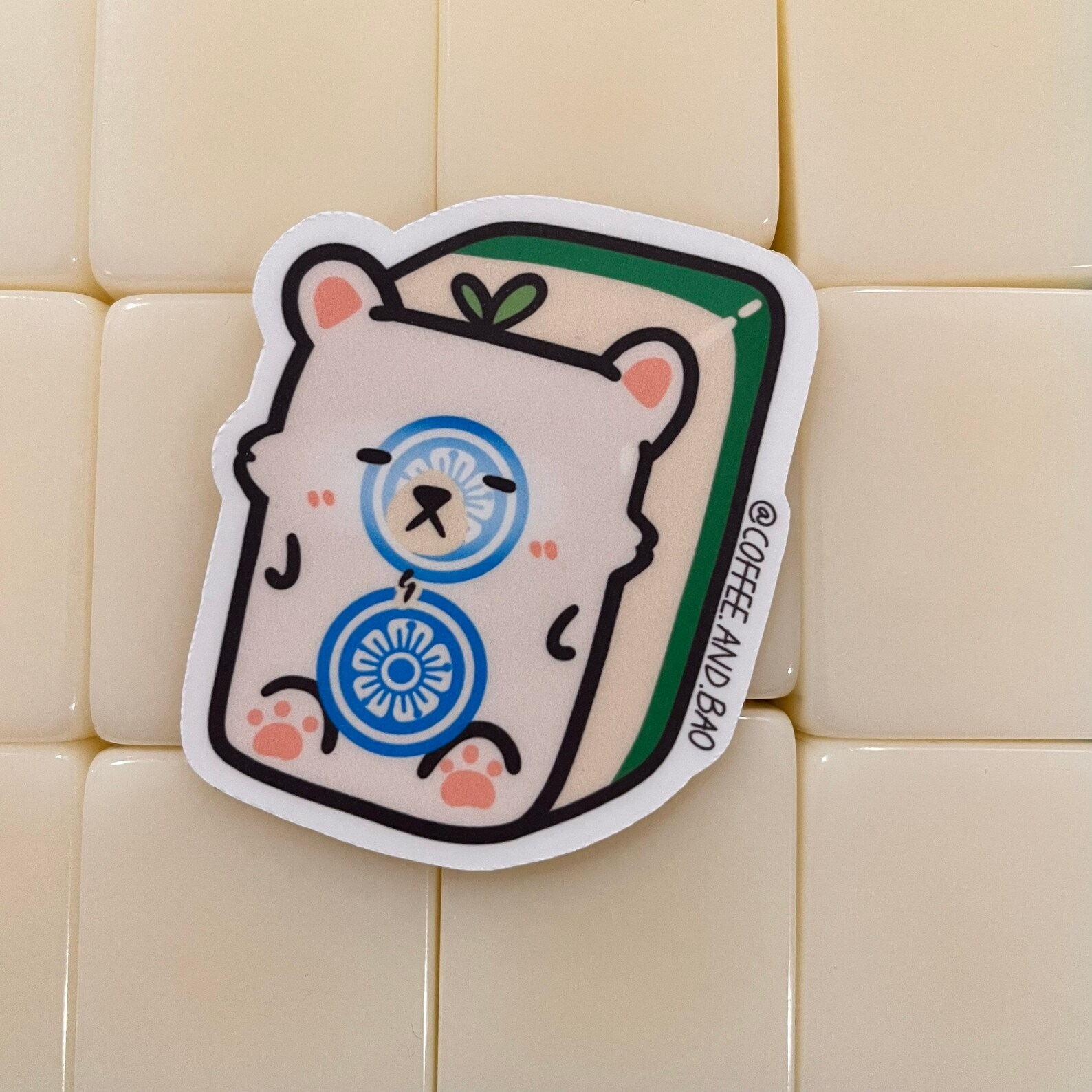 Mahjong Tile Sticker Bear Mahjong Stickers Cute Stickers | Etsy