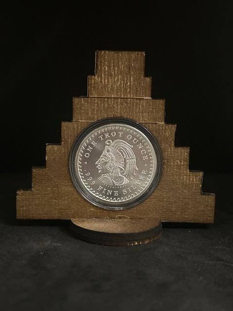 Aztec Pyramid Stand With .999 Pure SOLID Silver Aztec Round - Etsy