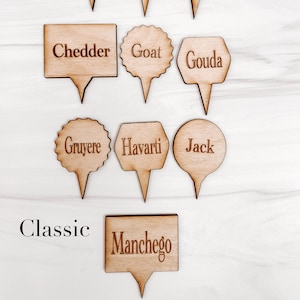 Classic Wooden Cheese Markers Labels Set of 12 Charcuterie Accessories ...